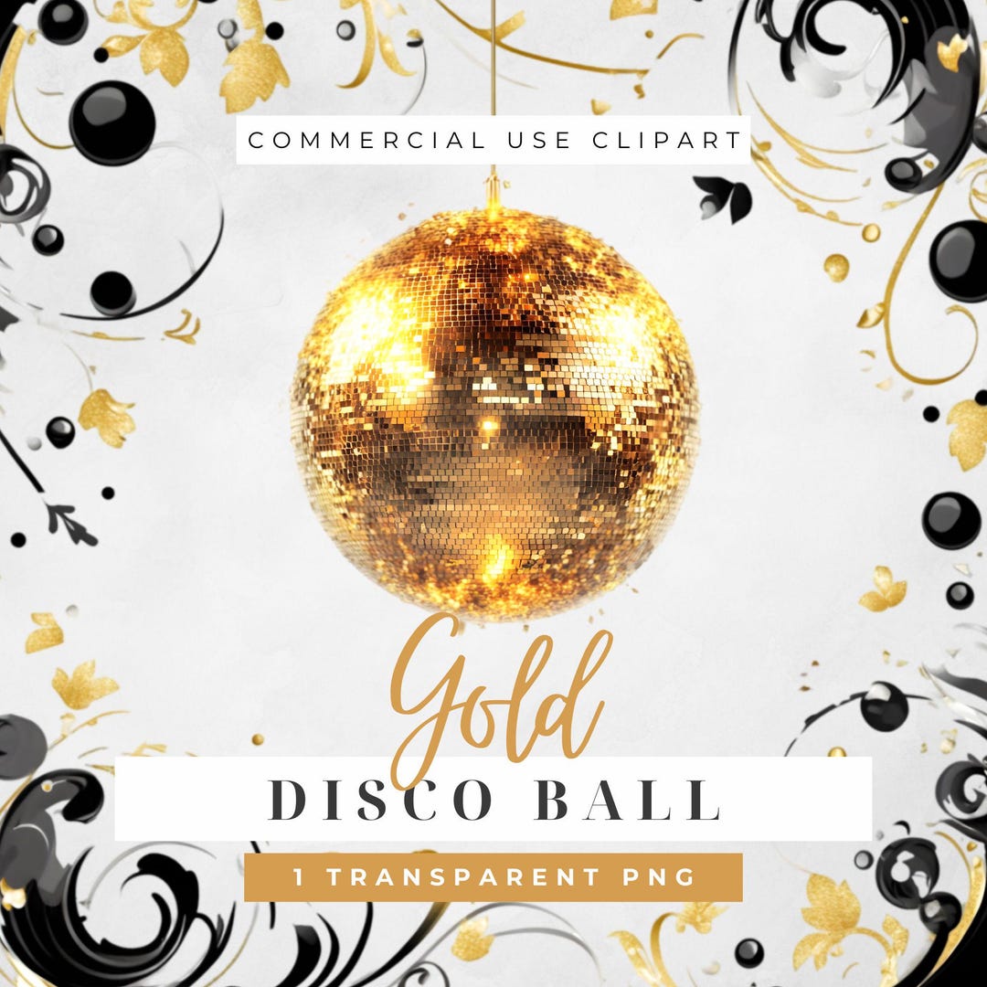 Gold Disco Ball Clipart | Christmas Disco Ball Clipart, Retro Disco ...