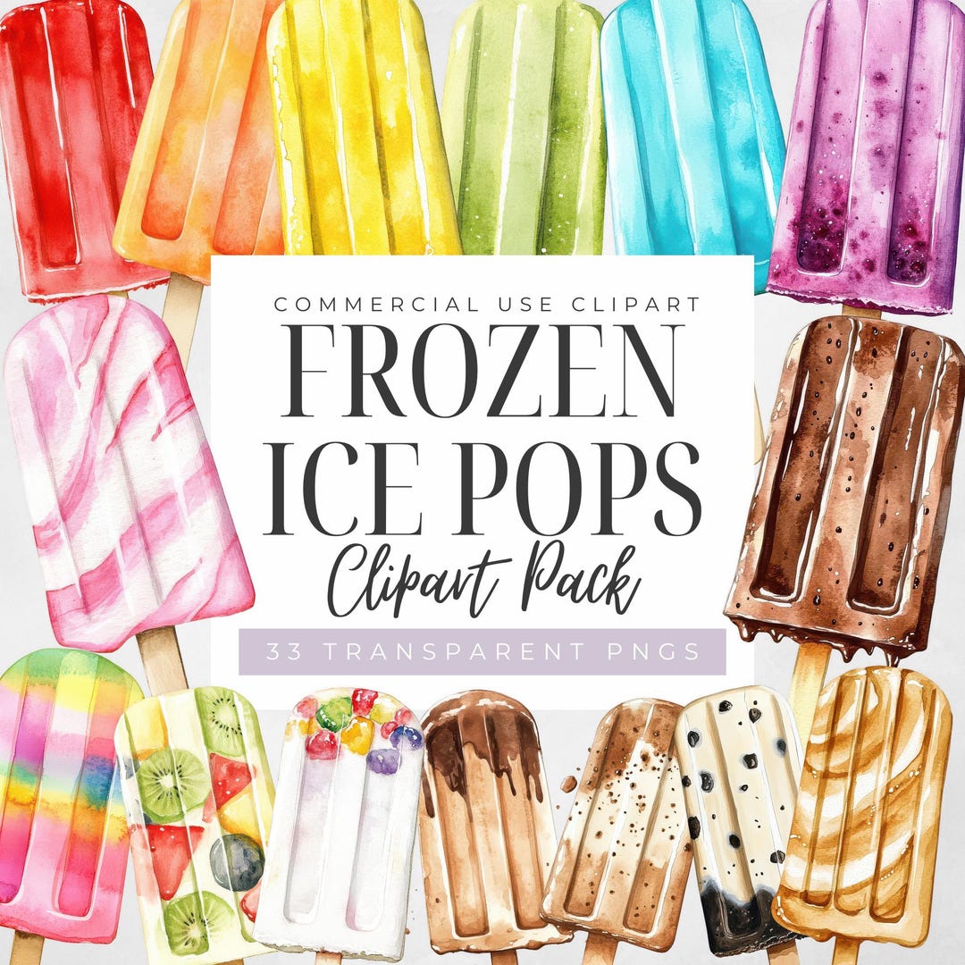 Ice Pop Clipart, Ice Cream Truck Frozen Treats, Digital Download ...