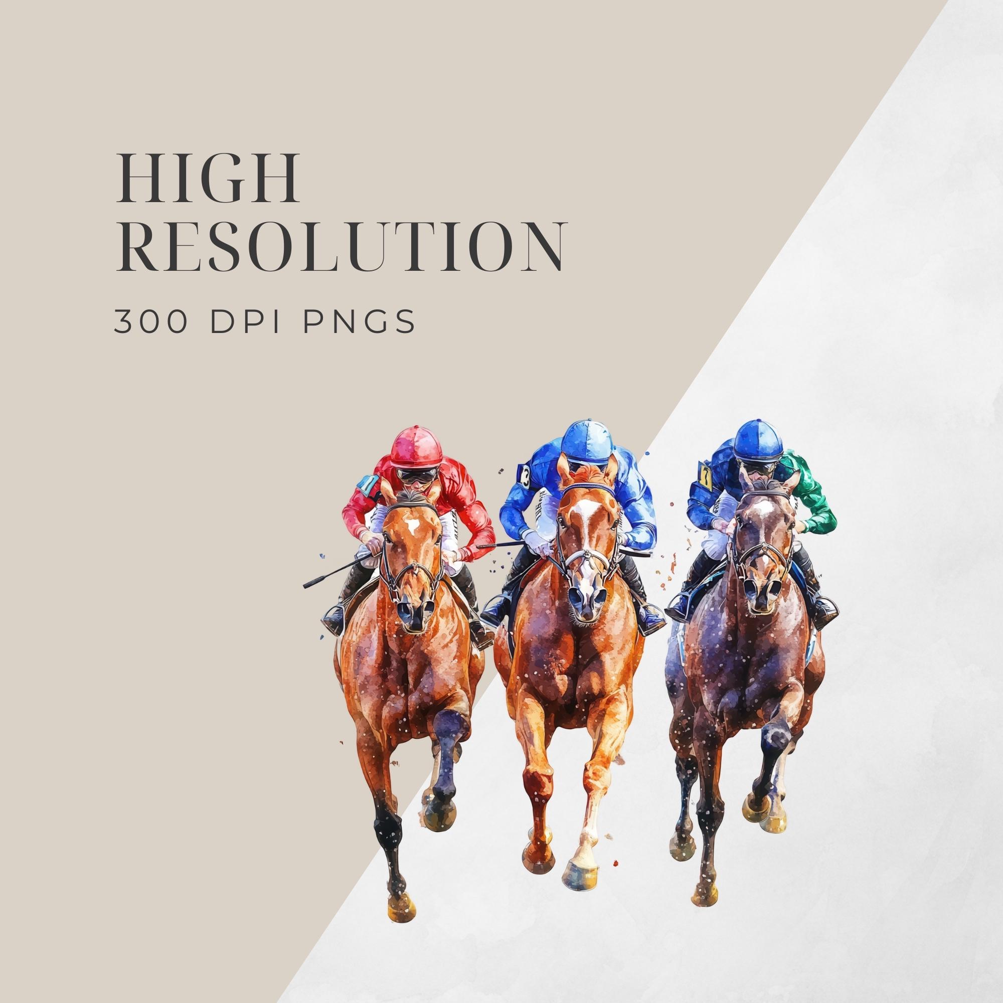 Watercolor Horse Racing Clipart, Digital Download, Horse Race Jockey ...