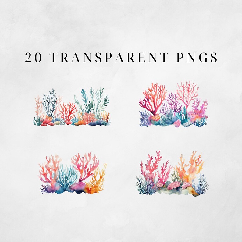 Watercolor Coral Seaweed Clipart, Nautical Junk Journal, Ocean Clip Art ...