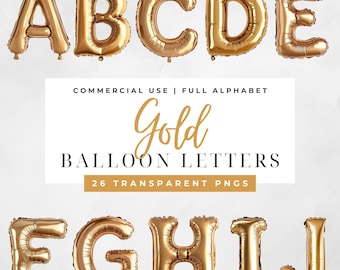 Gold Balloon Numbers Clipart | Gold Foil Balloons | Birthday Balloon ...