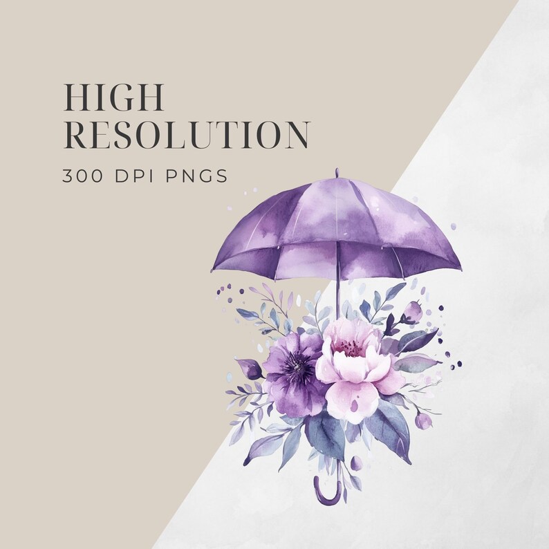 Watercolor Purple Floral Baby Shower Umbrellas, Its A Girl Baby Shower ...