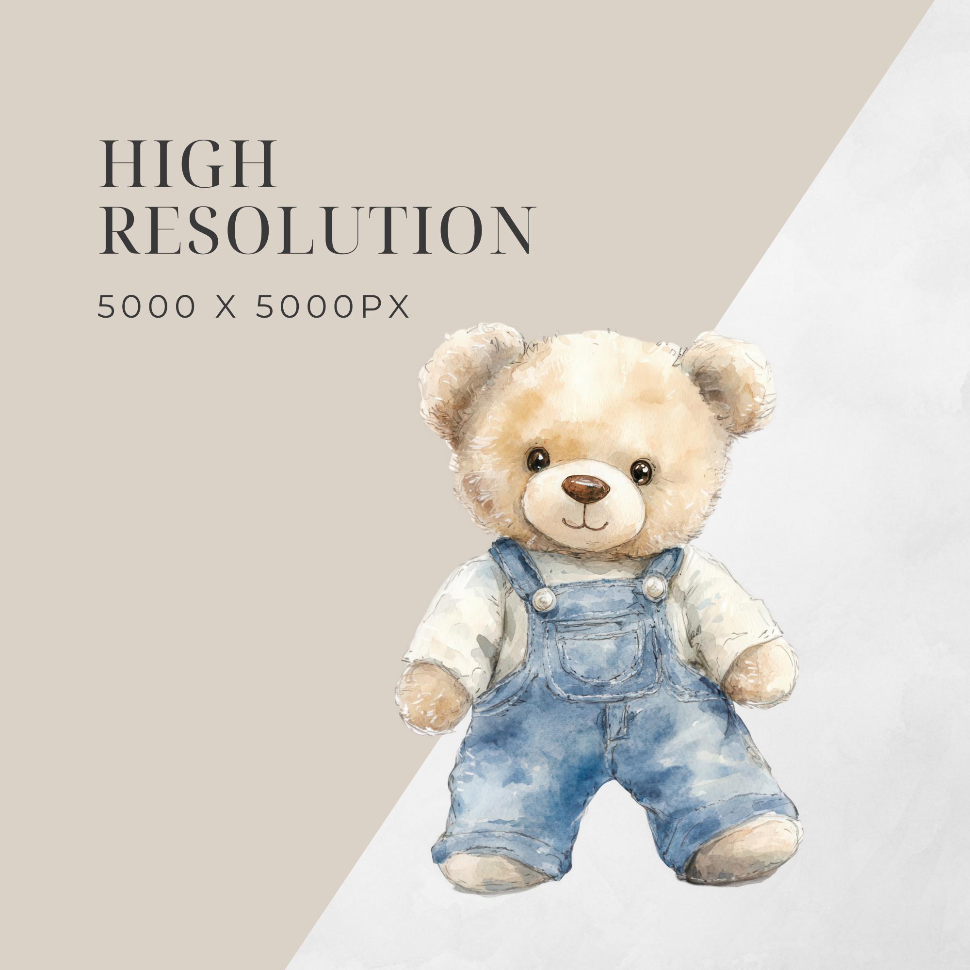 Blue Bear Clipart, Blue and Brown Balloons Bear Clipart, Watercolor ...