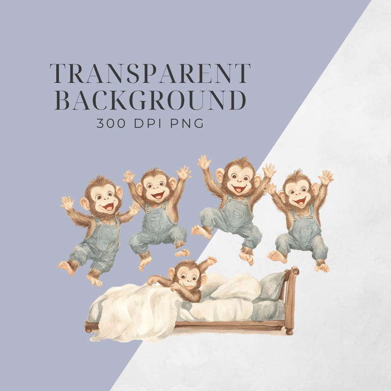 Watercolor Nursery Rhymes Clipart | Five Little Monkeys | Fairytale ...