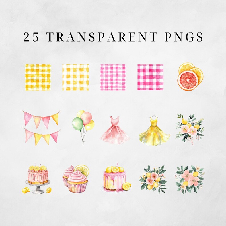 Watercolor Pink Lemonade Stand Party, Berry Summer Drink Graphics ...