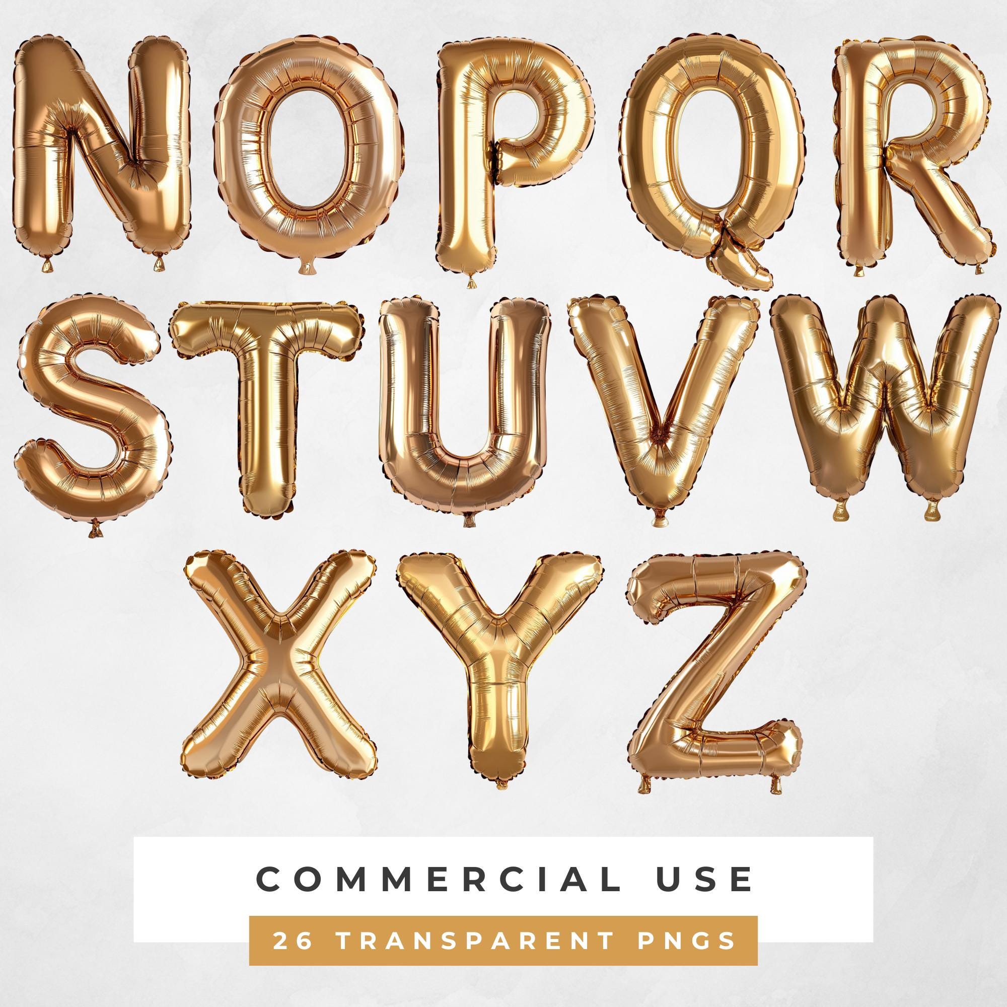 Gold Balloon Alphabet Clipart BUNDLE | Gold Balloon Letters & Gold ...