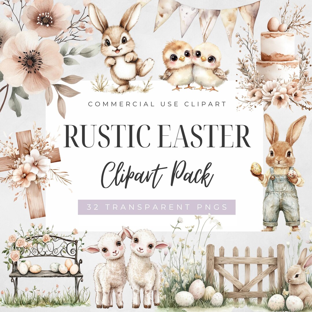 Rustic Easter Clipart for Commercial Use, Spring Junk Journal, Neutral ...