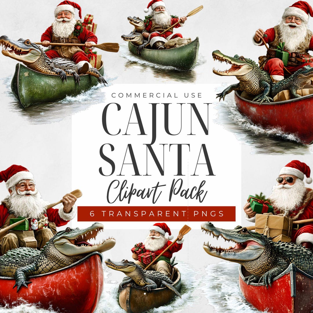 Cajun Santa Clipart, Cajun Christmas Png, Southern Christmas, Southern ...
