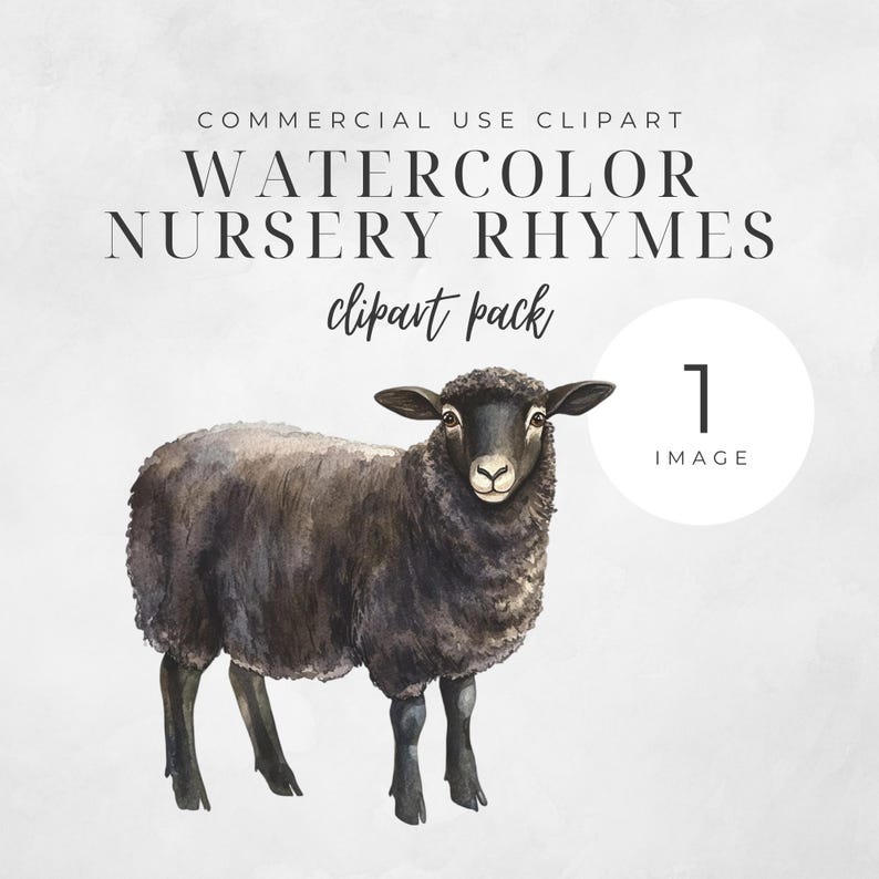 Watercolor Nursery Rhymes Clipart, Baa Baa Black Sheep, Fairytale ...