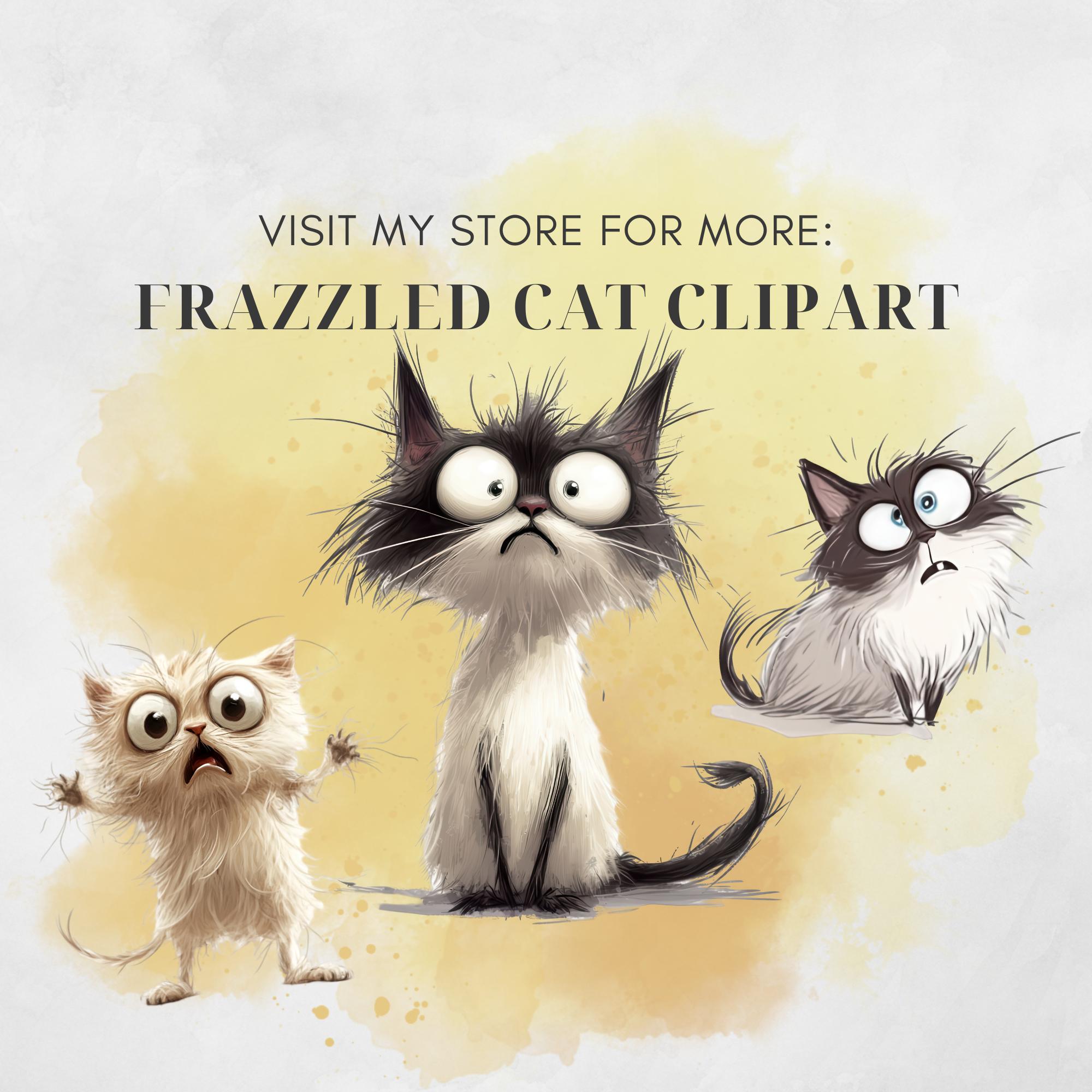 Frazzled Cat Clipart Single, Funny Cat Clipart, Quirky Cat Clipart ...