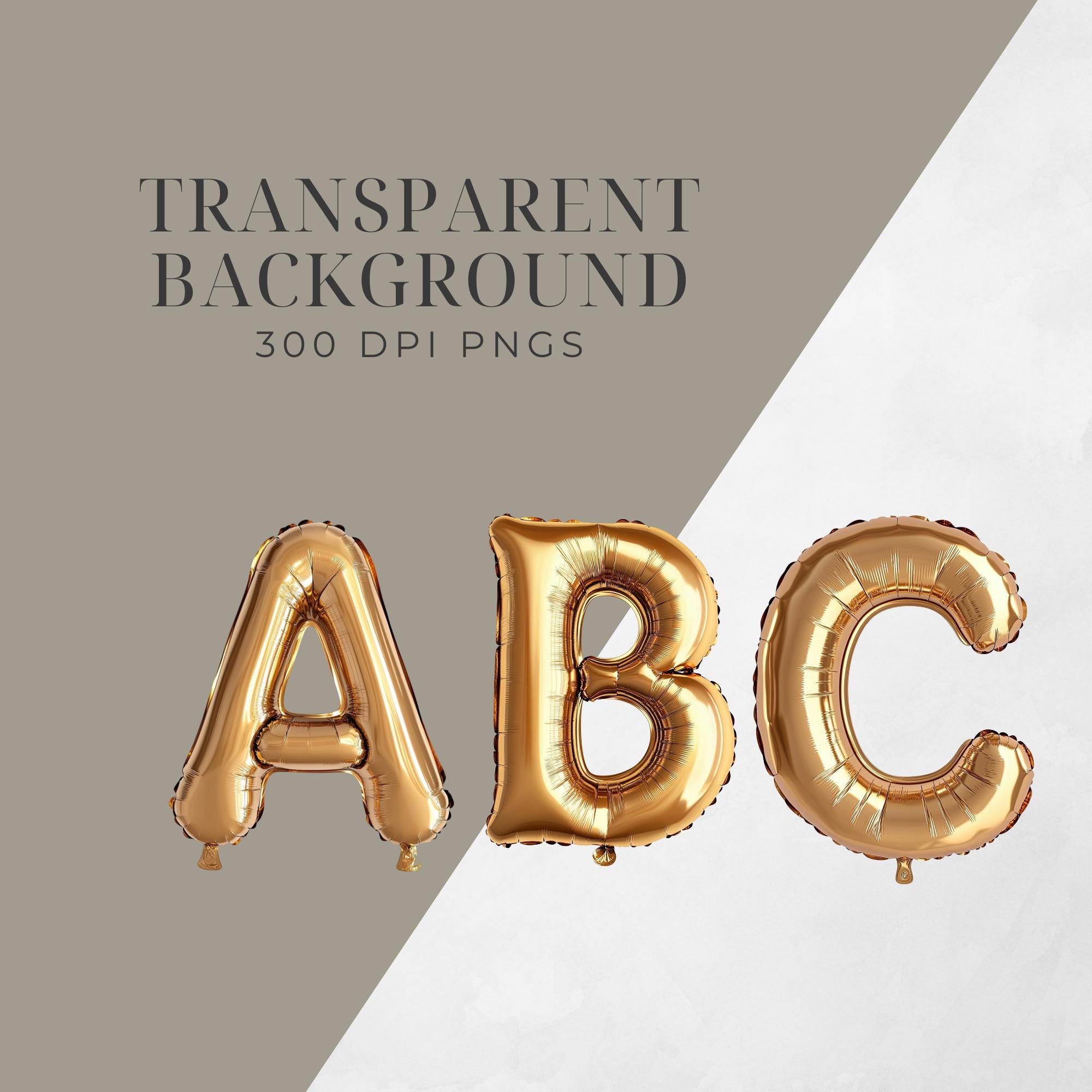 Gold Balloon Alphabet Clipart BUNDLE | Gold Balloon Letters & Gold ...