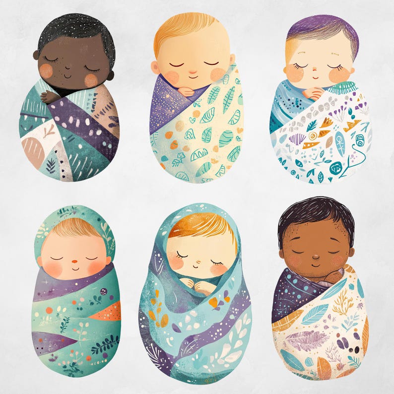 Swaddle Baby Clipart - Etsy