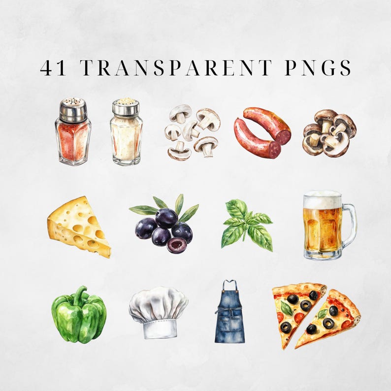 Pizza Party Clipart, Digital Download, Commercial Use, Transparent PNG ...