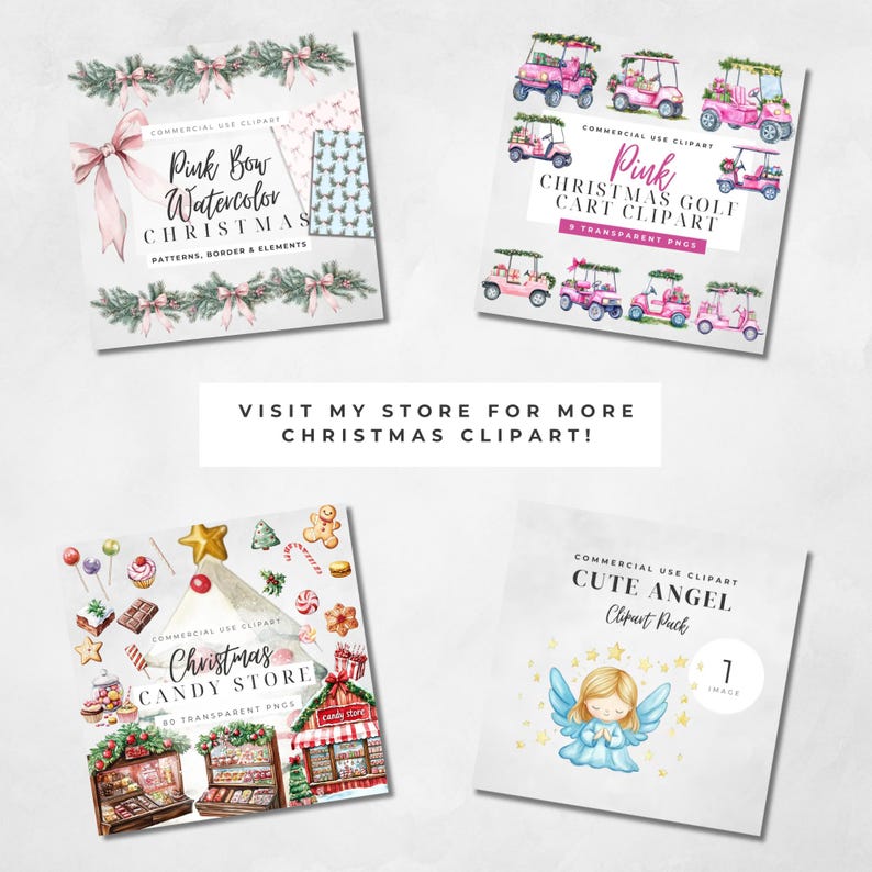 Christmas Candy Store Clipart Watercolor Christmas Clipart, Commercial ...