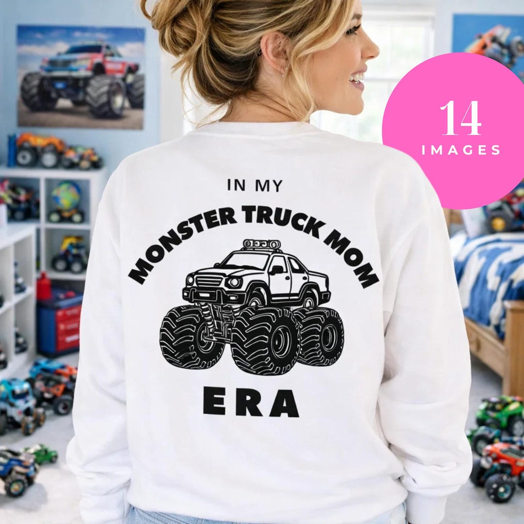 In My Monster Truck Mama Era Svg, Black and White Trucks, Boy Mom Clip ...