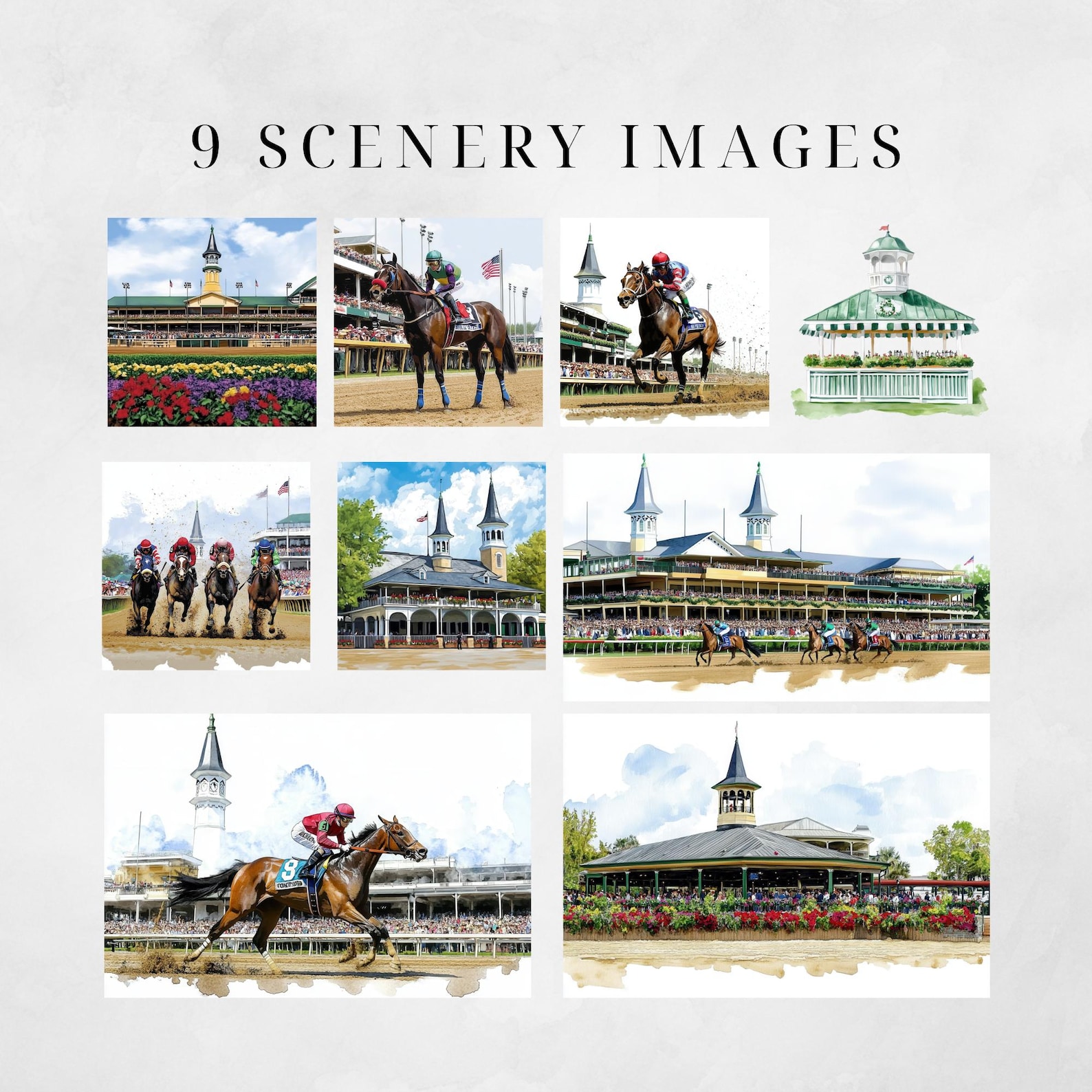 Derby Watercolor Clipart, Horse Racing Clipart, Digital Download, Hat ...