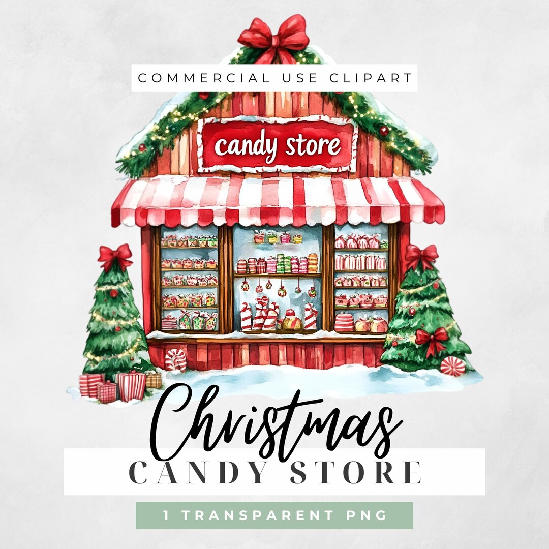 Christmas Candy Store Clipart | Watercolor Christmas Clipart ...