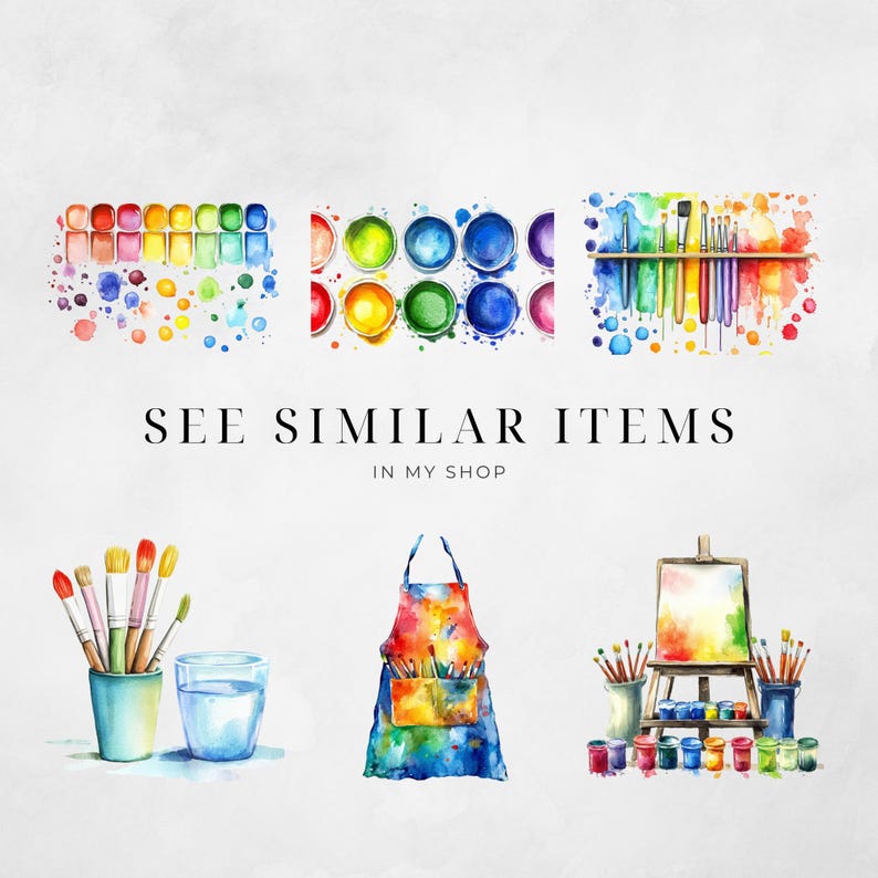 Clipart Watercolor Painters Apron, Watercolor Artist Supplies, Artistic ...