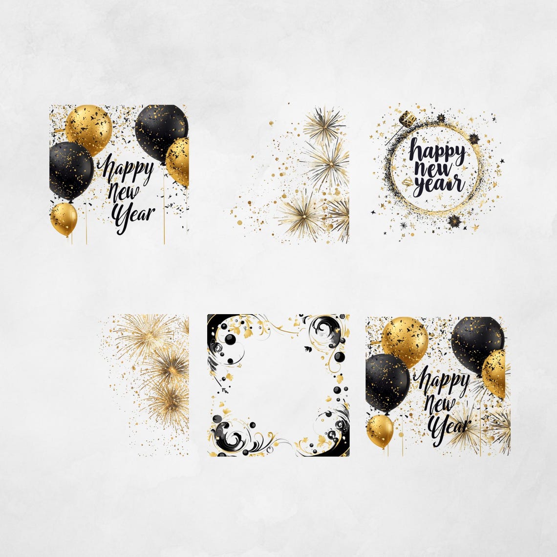 Happy New Year Clipart Black and Gold 2025 | Happy New Year Clipart ...