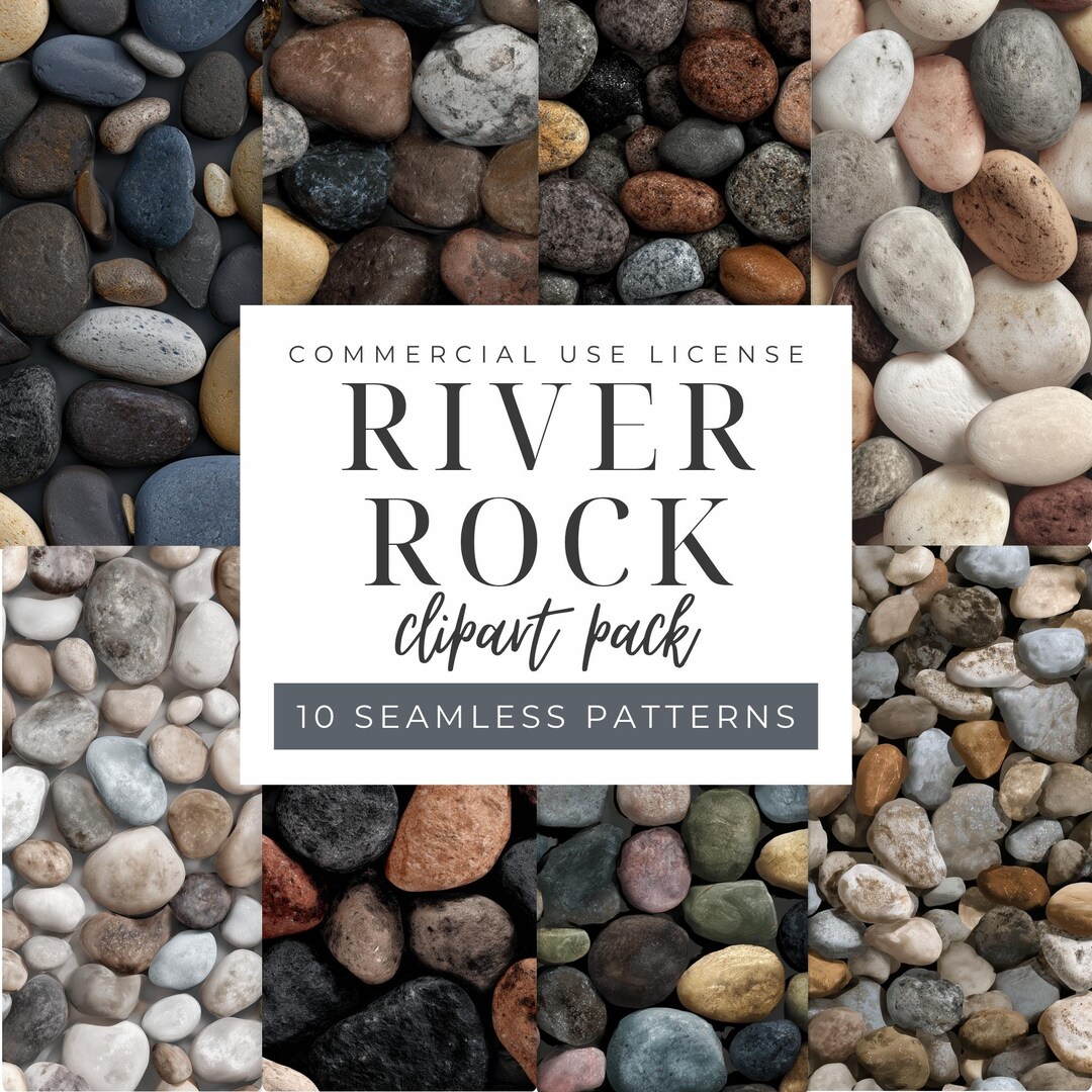 Seamless River Rock Pattern Clipart, Nature Backgrounds, Printable ...