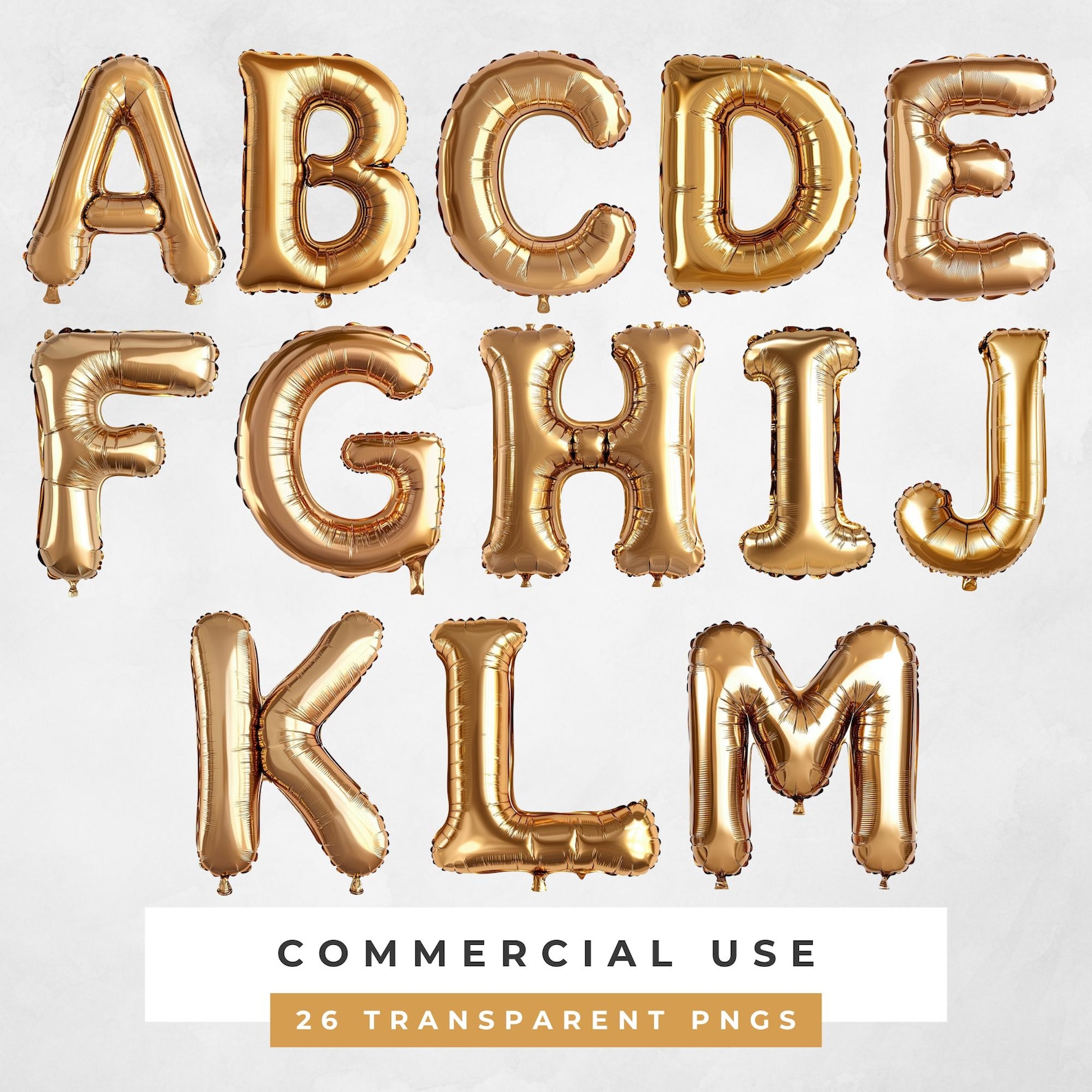 Gold Balloon Alphabet Clipart BUNDLE | Gold Balloon Letters & Gold ...