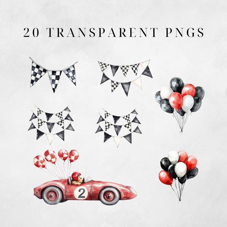 Toddler Boy Race Car Theme Birthday Clipart, Red Race Car Clip Art ...