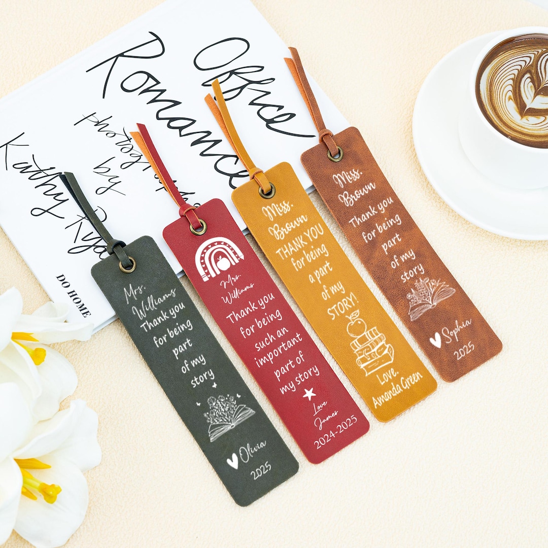 Thank You Teacher Leather Bookmarks,personalized Teacher Appreciation ...