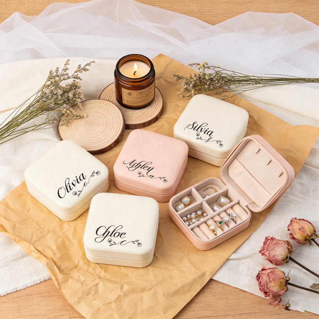Personalized Bridesmaid Jewelry Box,custom Name Leather Travel Jewelry ...