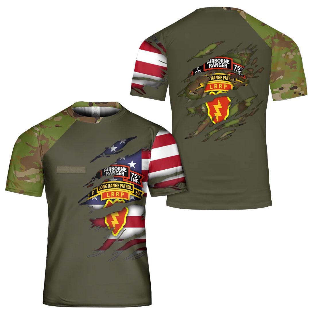 Military Airborne Ranger Shirt US Army Veteran Camo Tee, 75th Infantry ...
