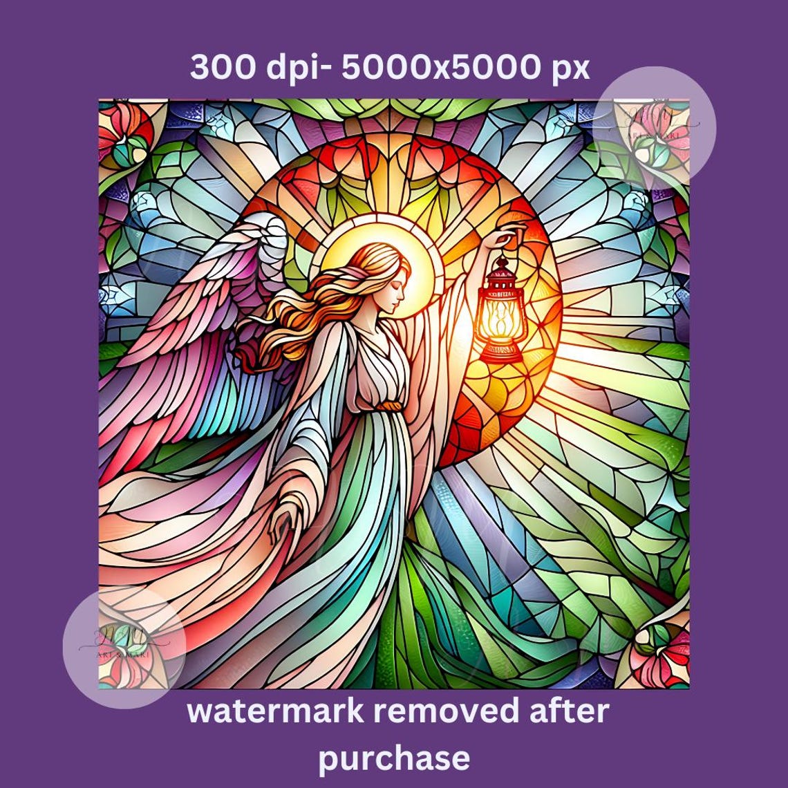 Angelic Stained Glass Sublimation PNG, Angel Wind Spinner Design, Angel ...