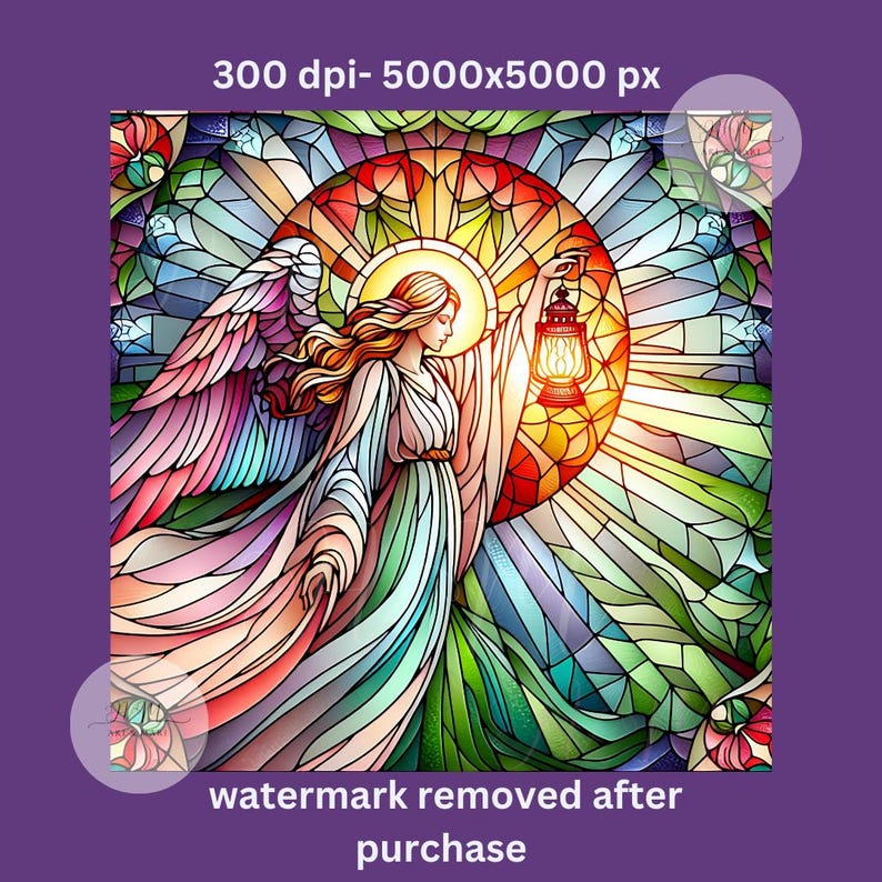 Angelic Stained Glass Sublimation PNG, Angel Wind Spinner Design, Angel ...