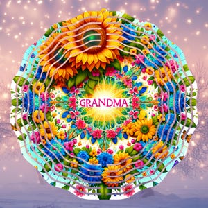 Grandma Wind Spinner Sublimation Design PNG, Flowers Butterfly ...