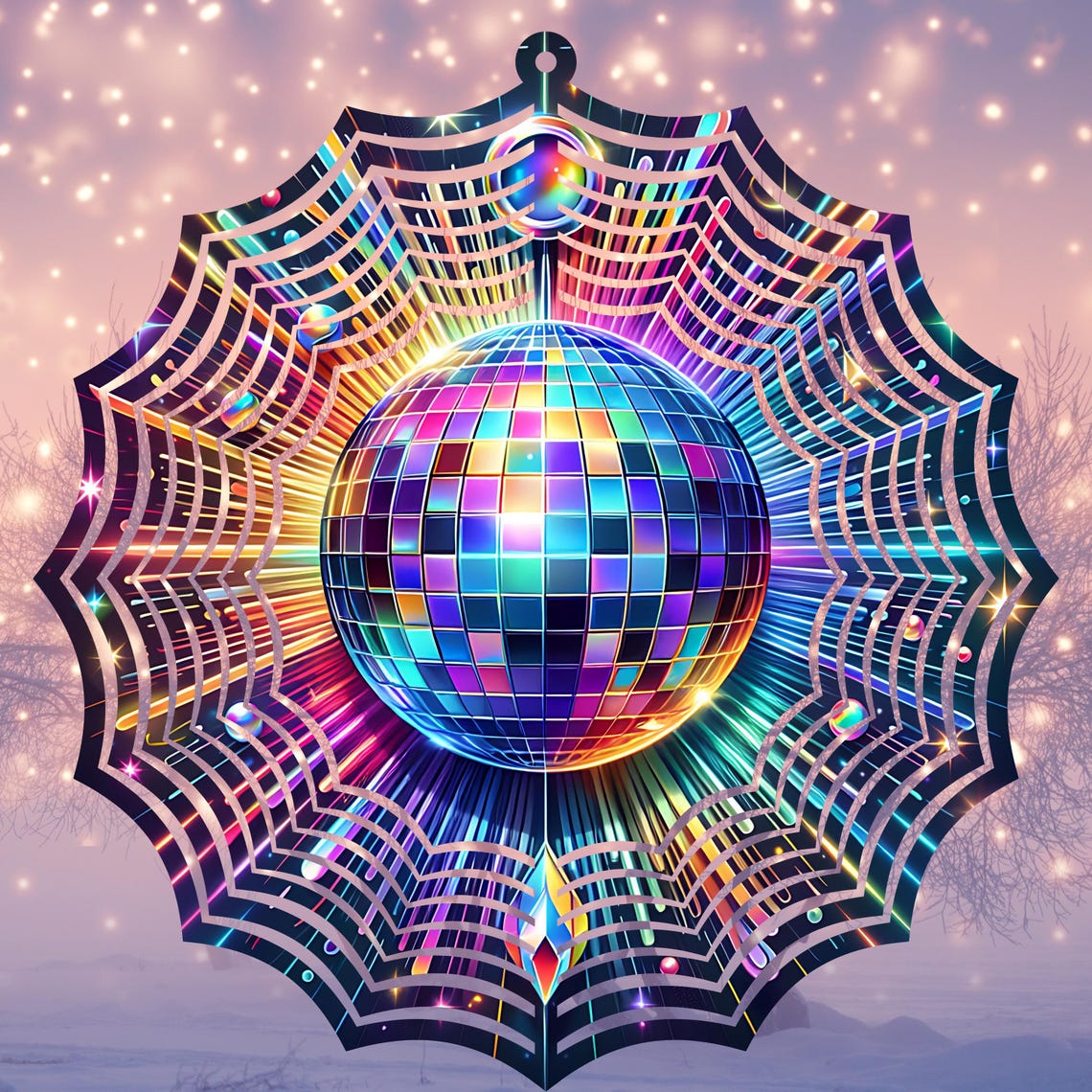 Disco Ball Holographic Wind Spinner Png, Disco Ball Party Png ...