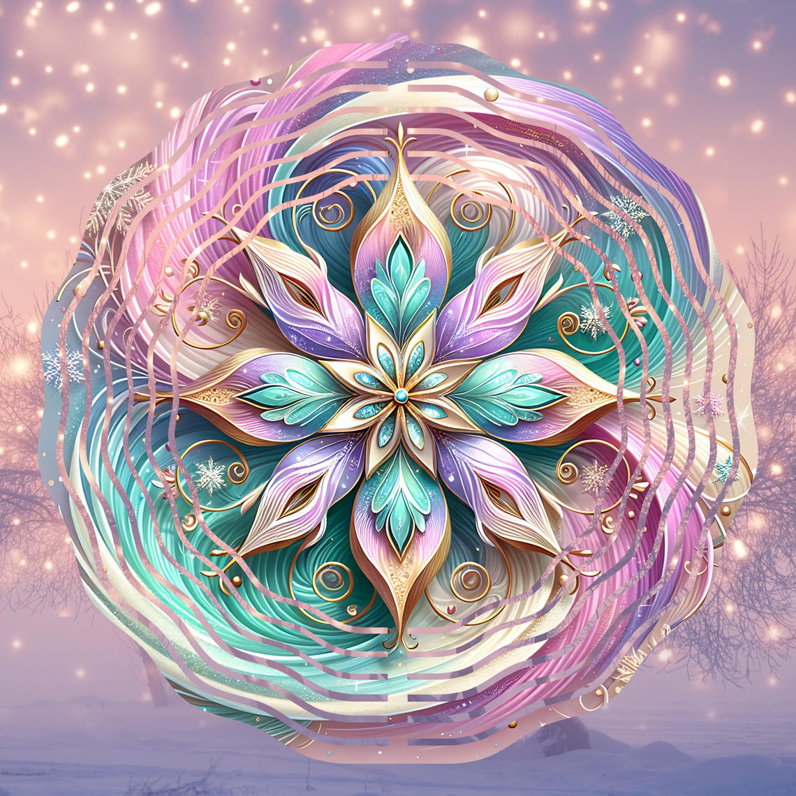 Pastel Snowflake Wind Spinner Sublimation Design Digital Download Png ...
