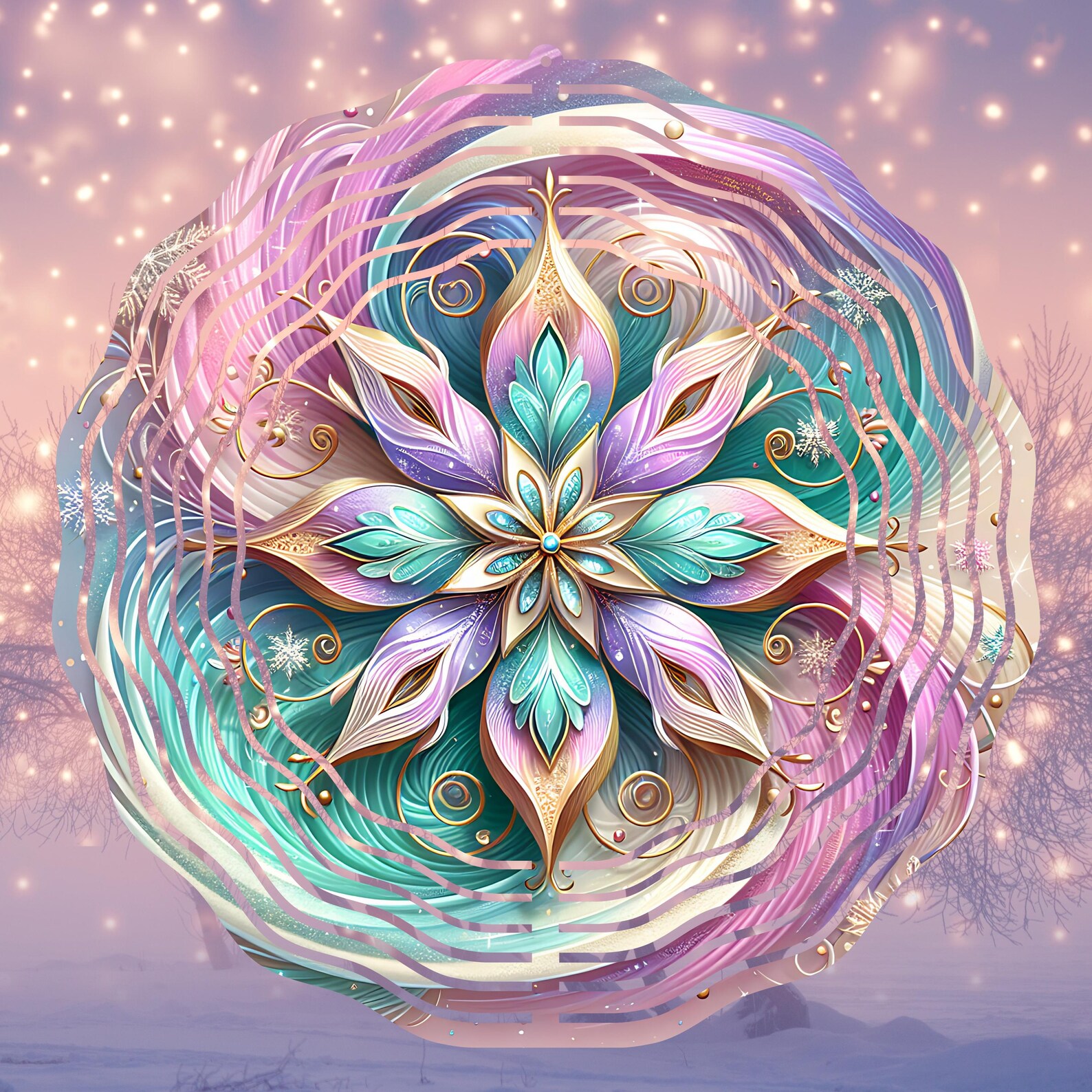 Pastel Snowflake Wind Spinner Sublimation Design Digital Download Png ...