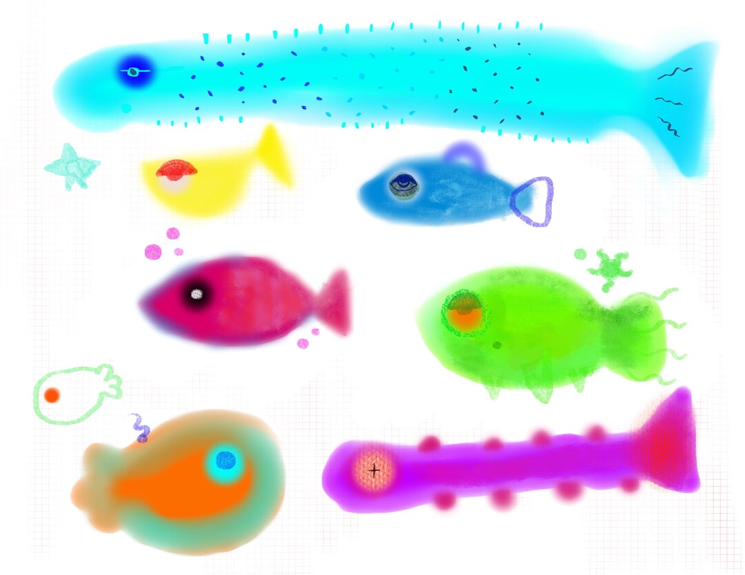 Sticker Little Cute Fish Hand Drawn (psd,png) - Etsy