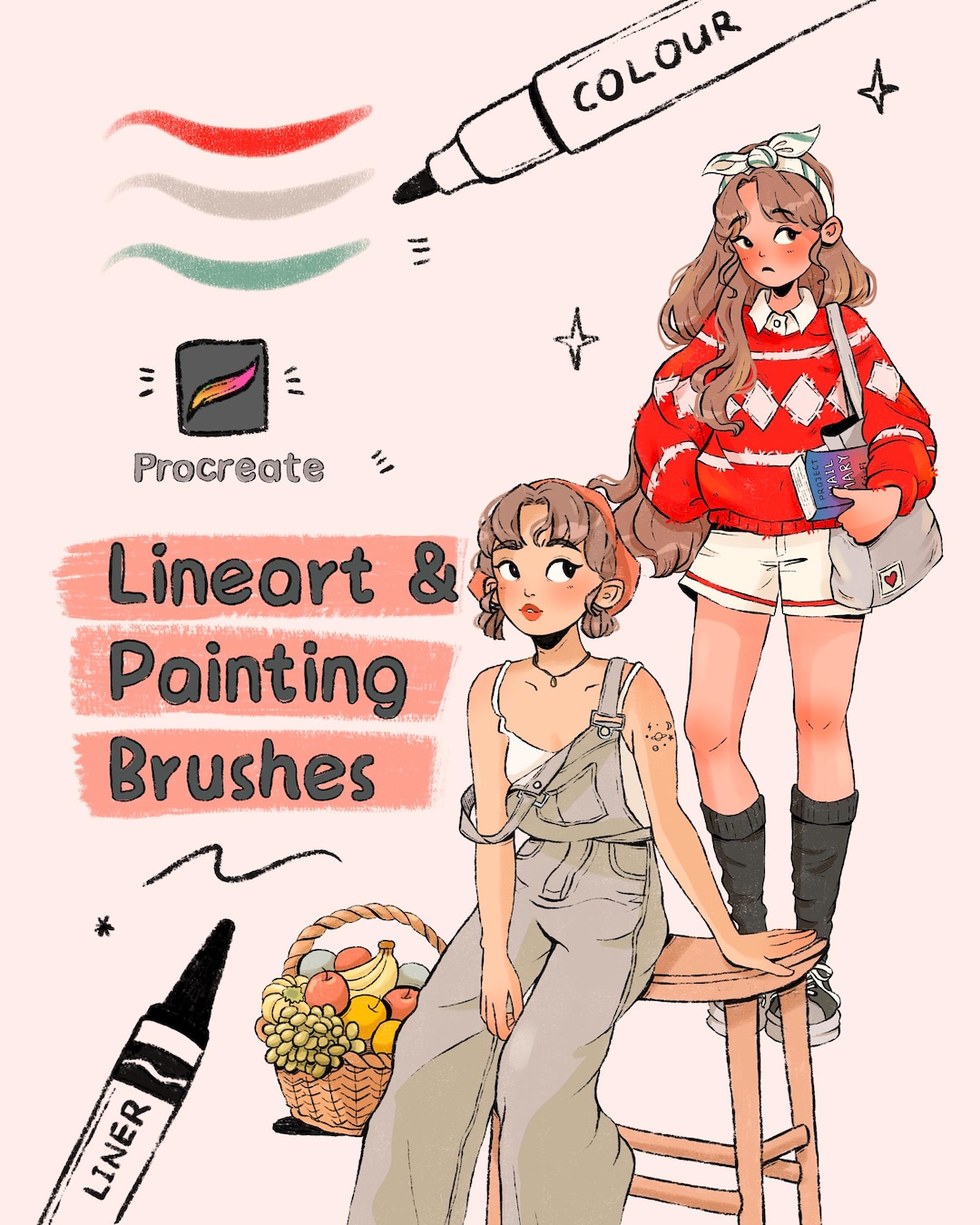 Procreate Brush Duo –textured Liner & Soft Colouring Brush - Etsy
