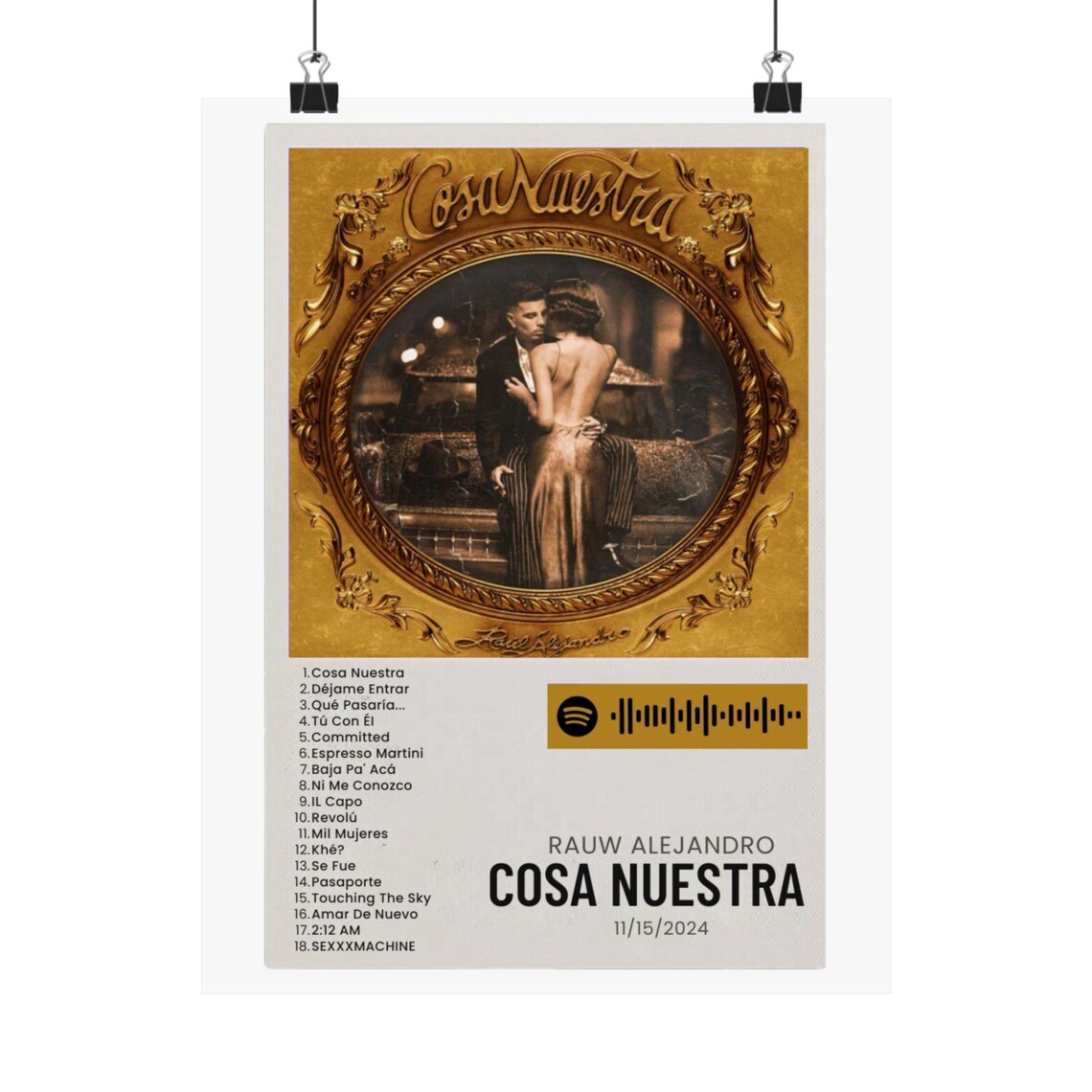 Rauw Alejandro Cosa Nuestra Poster Setlist Artwork for Reggaeton Fans ...