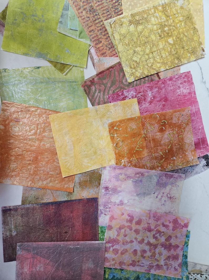 Misc. Colors - 10 Handprinted Transparent Papers - Approx. 5x7 ...