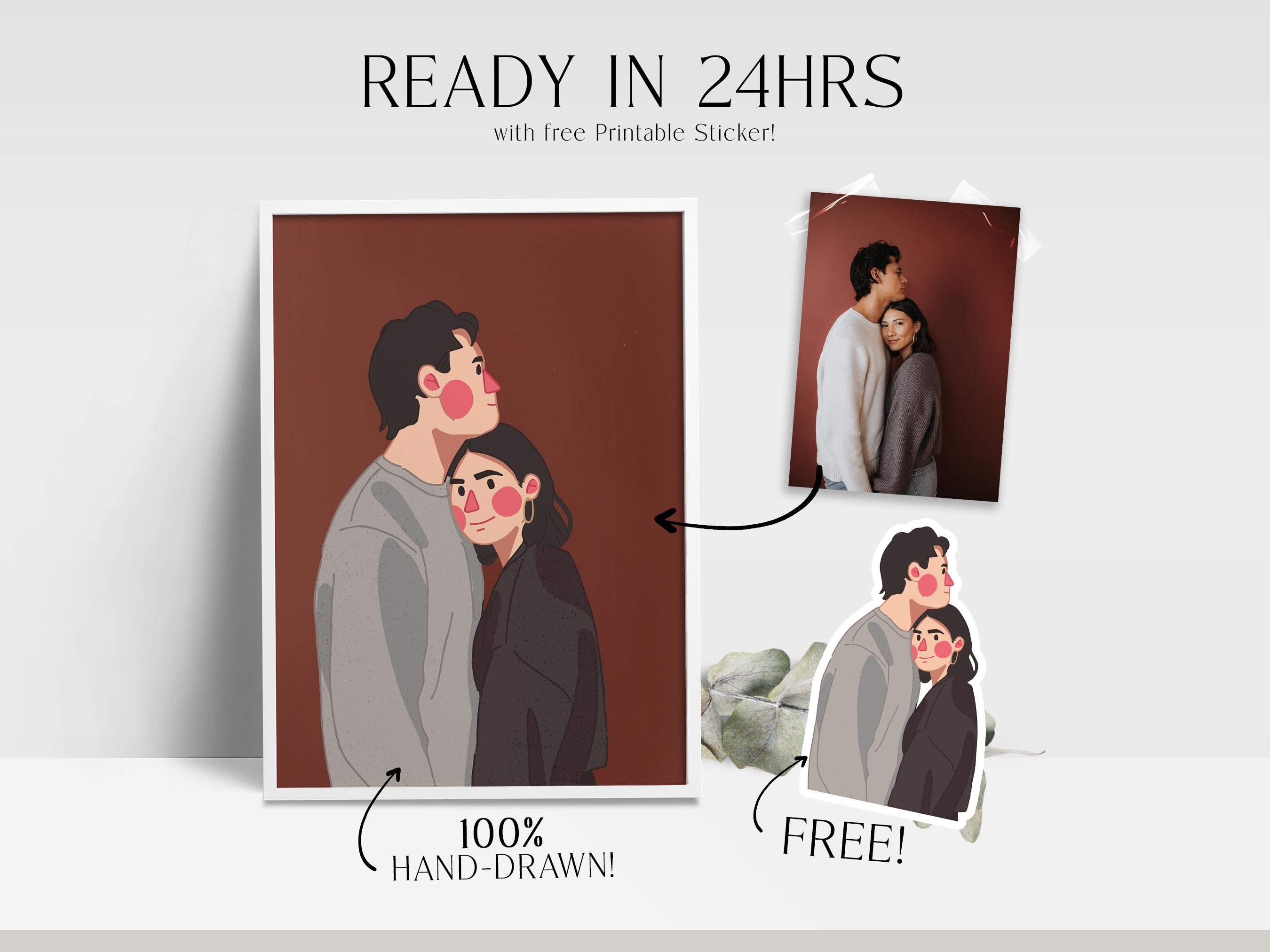 Custom Couple Portrait Hand Drawn Portrait Digital Couple Portrait ...