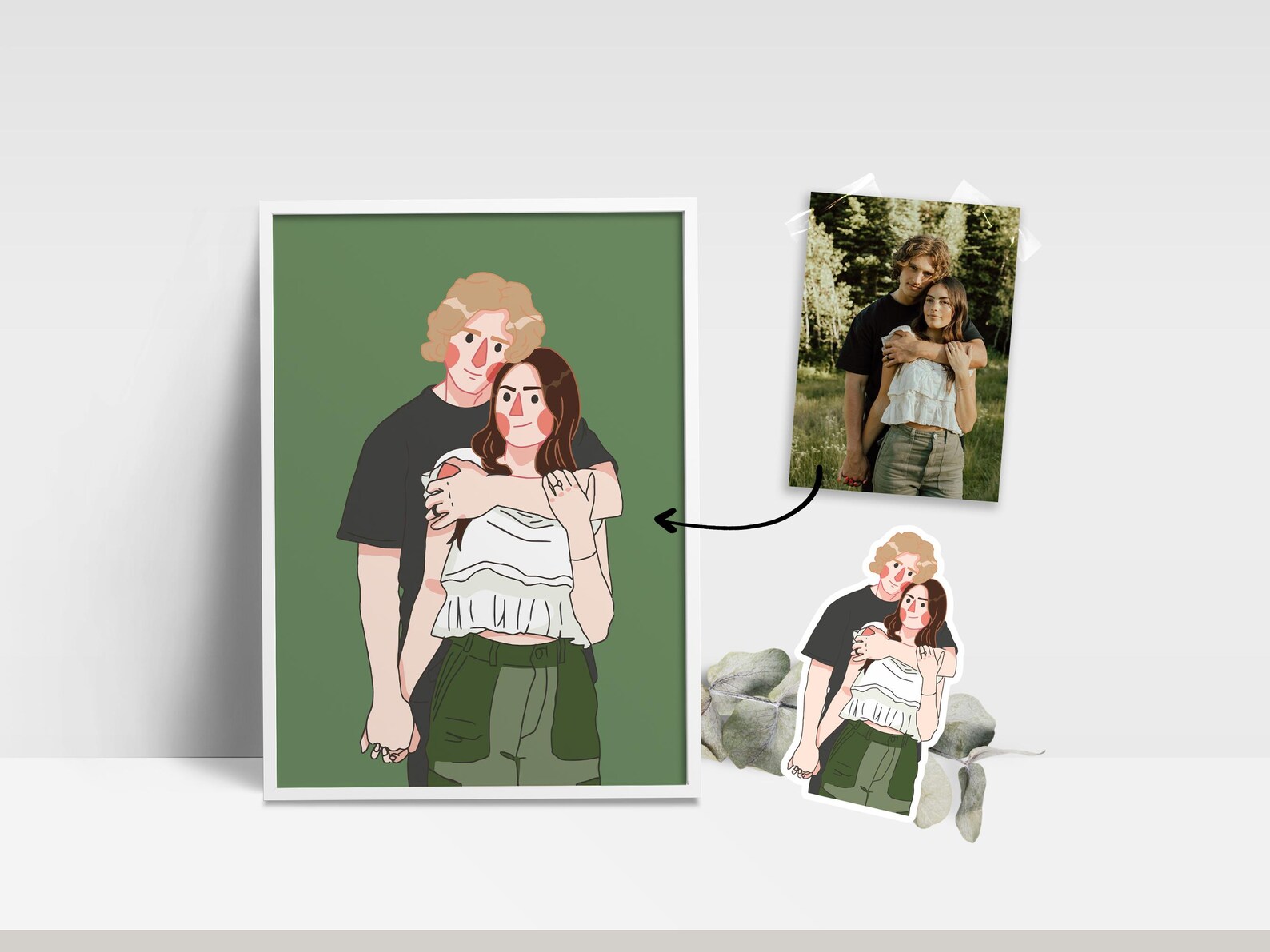 Custom Couple Portrait Hand Drawn Portrait Digital Couple Portrait ...