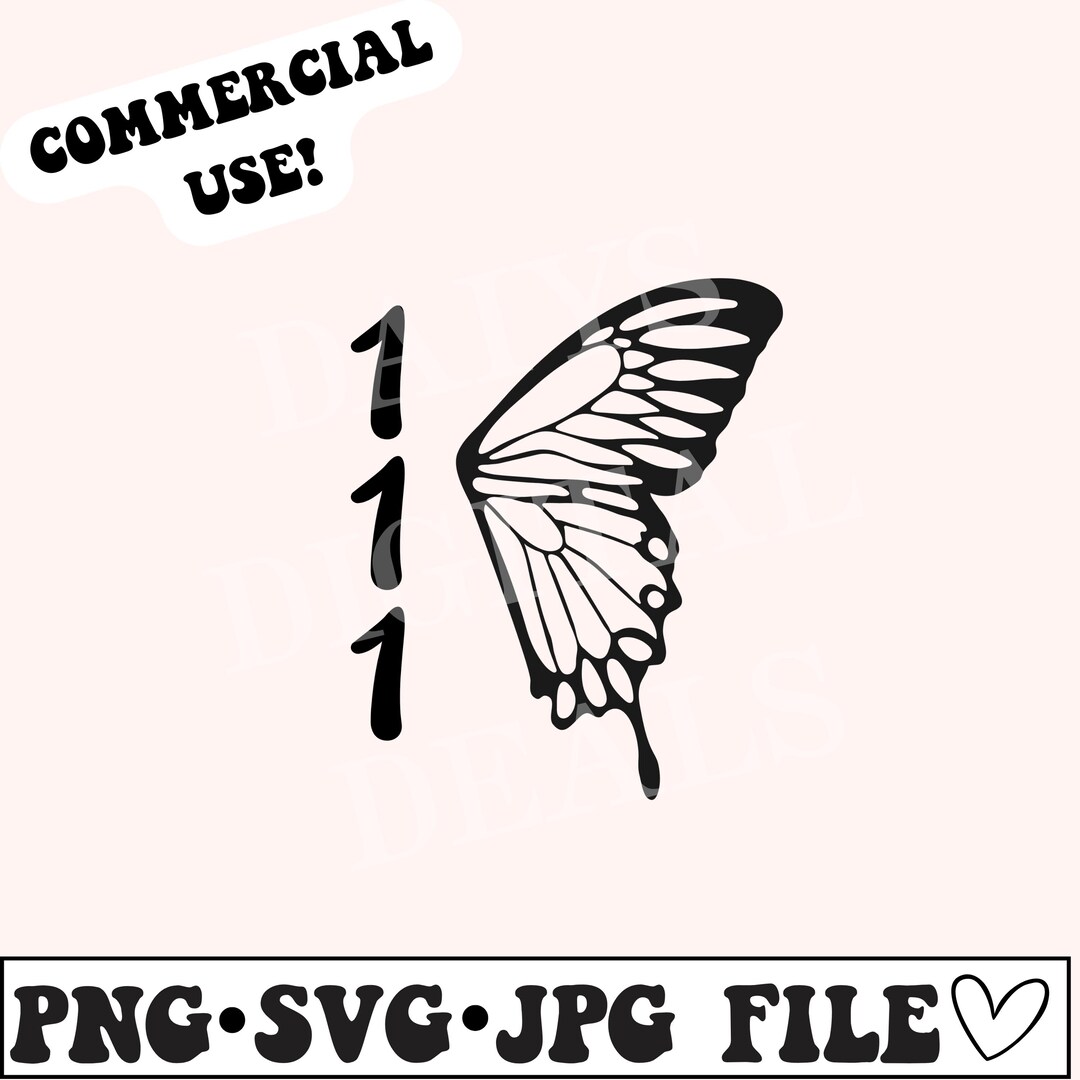 Angel Number 111 Butterfly Wing SVG PNG JPG File - Etsy