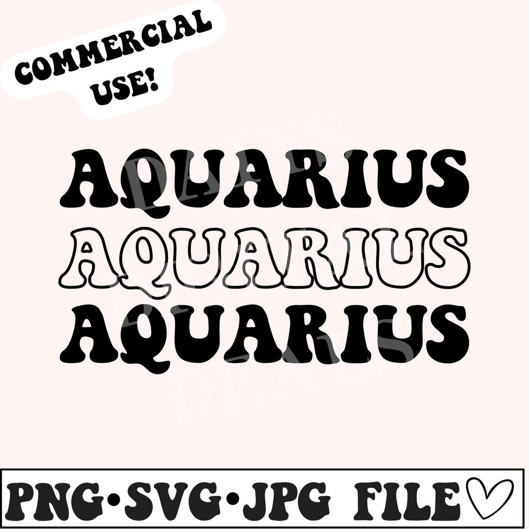 Aquarius Zodiac SVG, PNG, JPG Files for Sublimation, Cricut, Silhouette ...