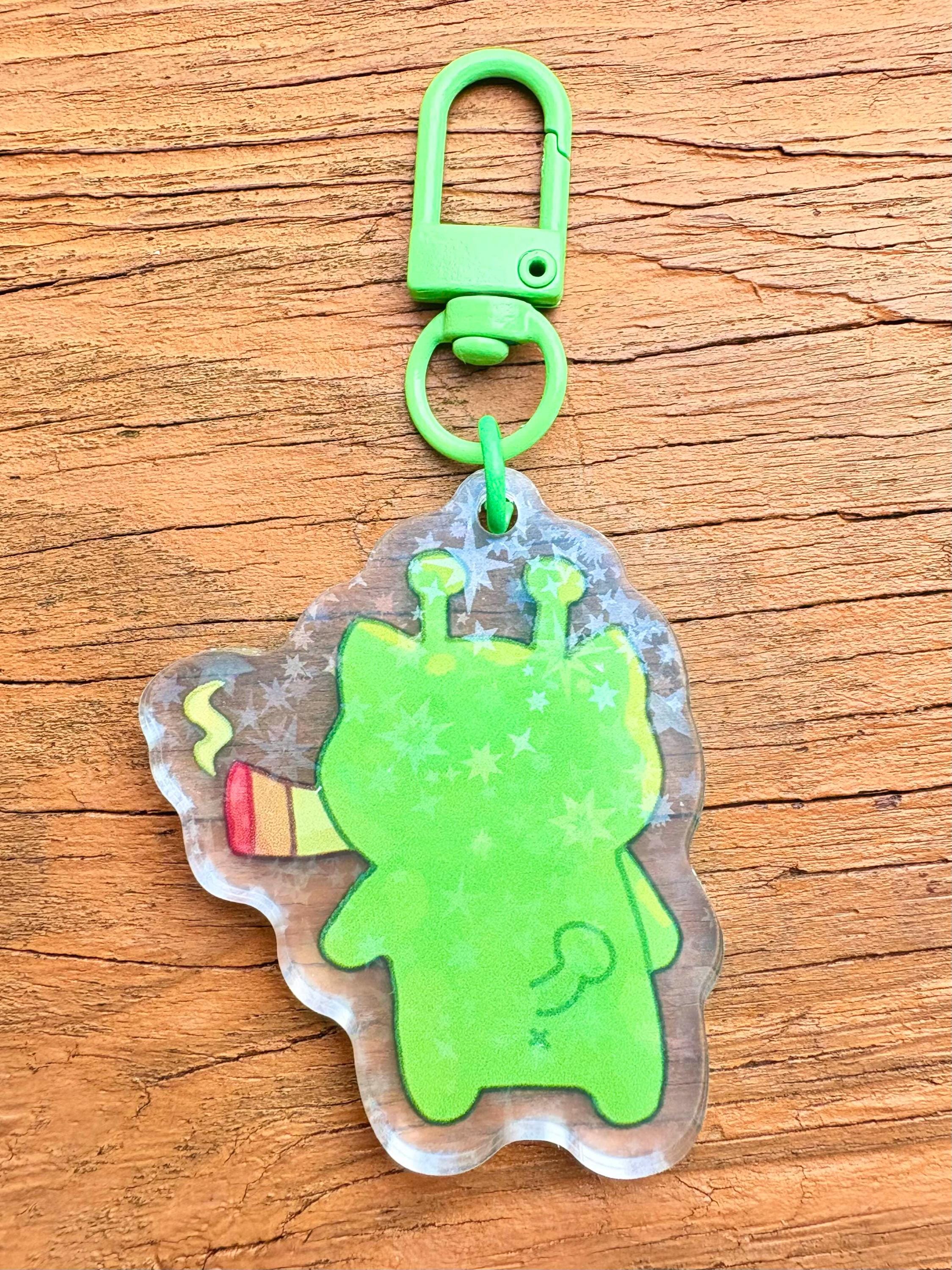 GLORP SMOKEING Green Alien Cat Gleep Glorp Acrylic Keychain | Double ...