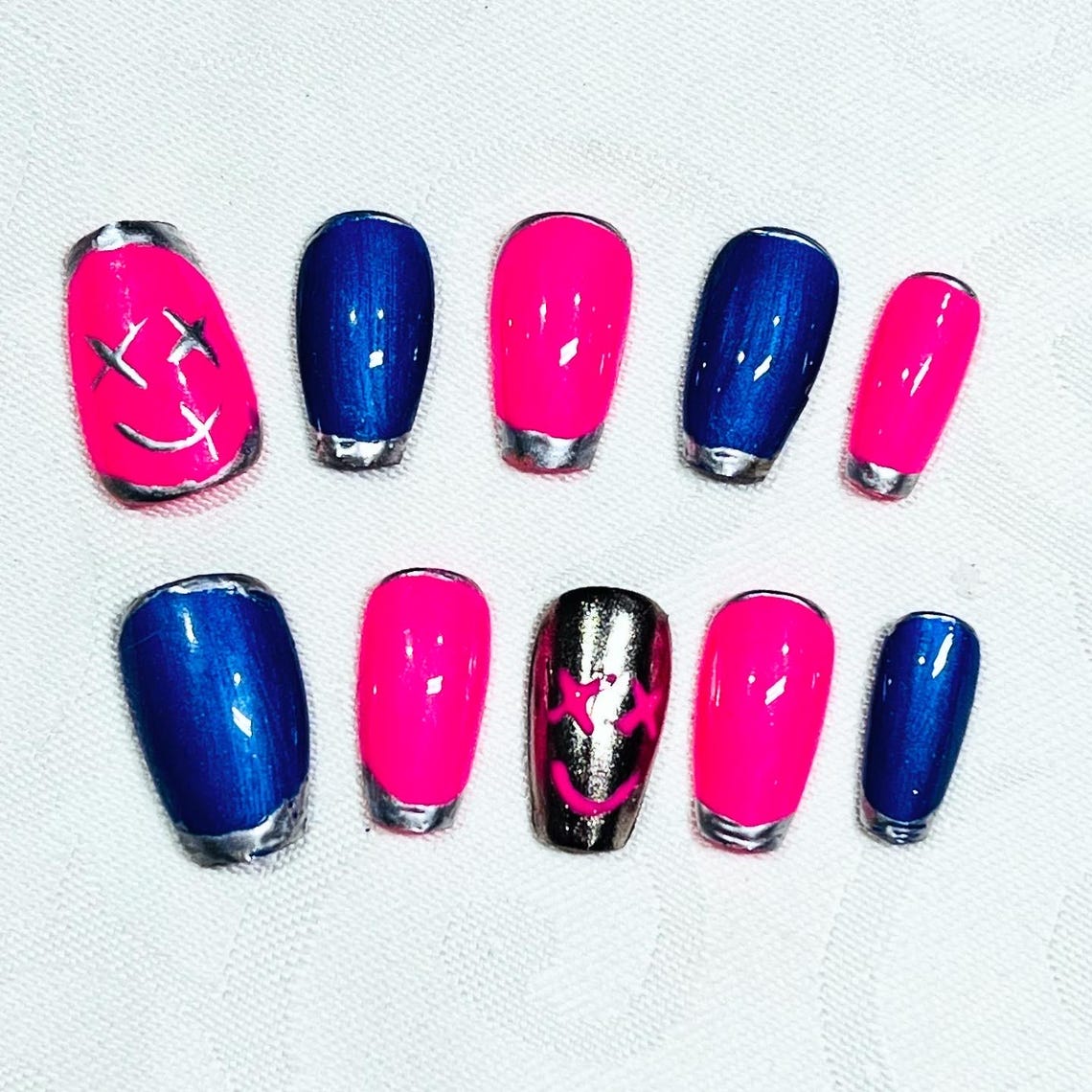 Arcane Jinx Powder Inspired Press on Nails Handmade Gelx Anime League ...