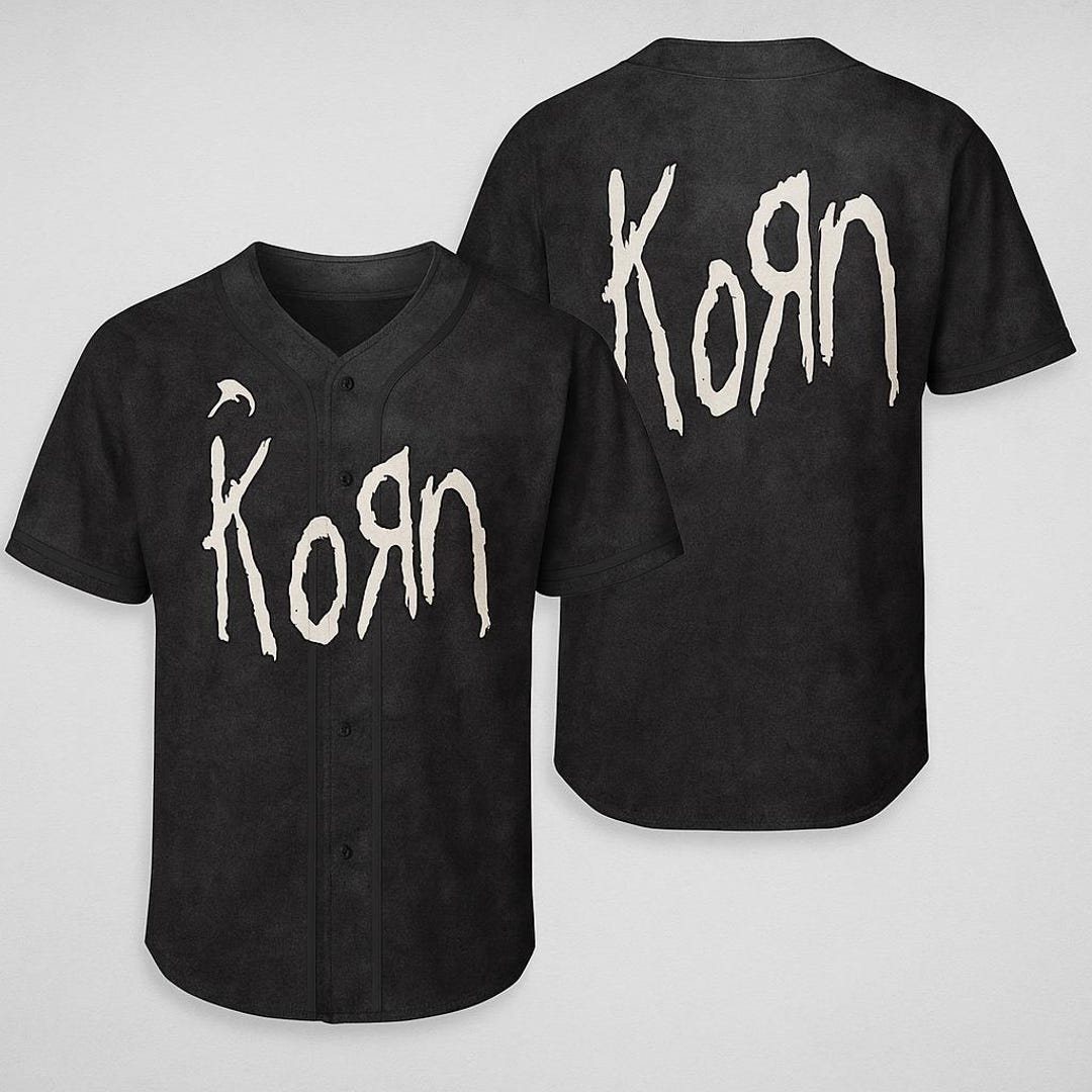 Korn 3D Baseball Jersey - Nu Metal Rock Band Shirt With Grunge Black ...