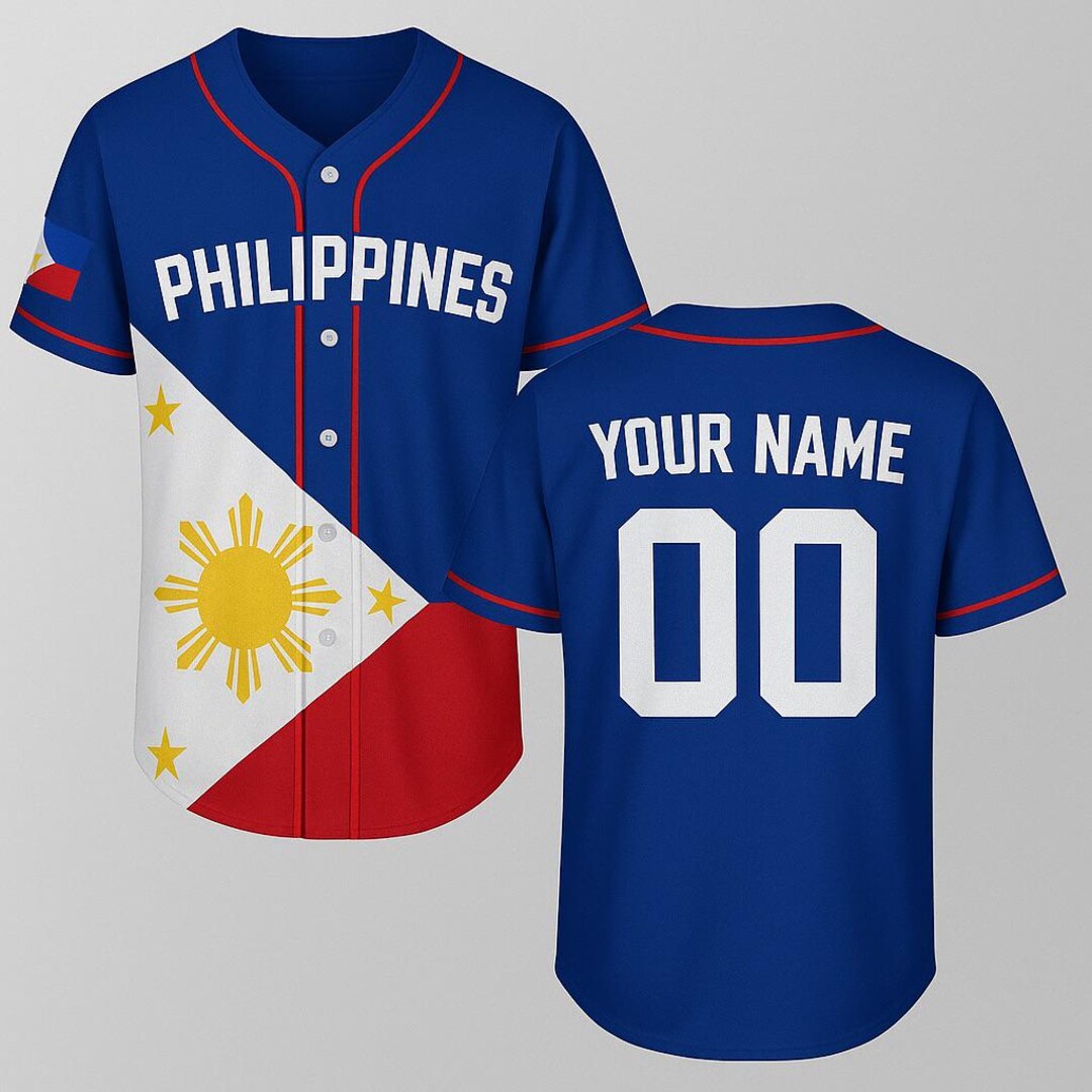 Philippines Baseball Jersey - Custom Filipino Flag Shirt, Personalized ...