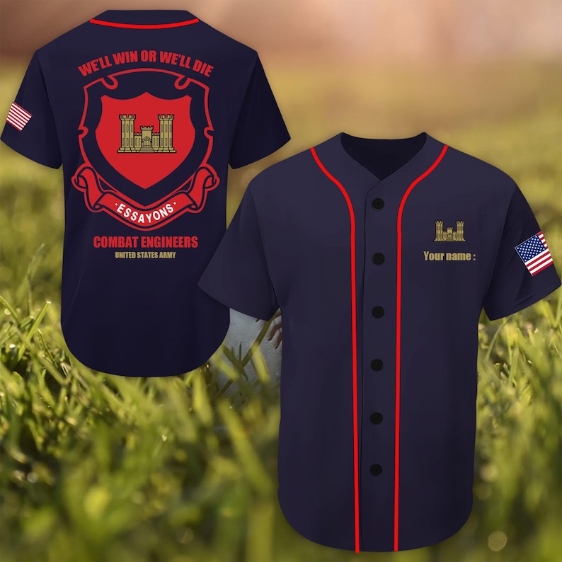 Custom Name US Army Combat Engineers Baseball Jersey Essayons Military ...