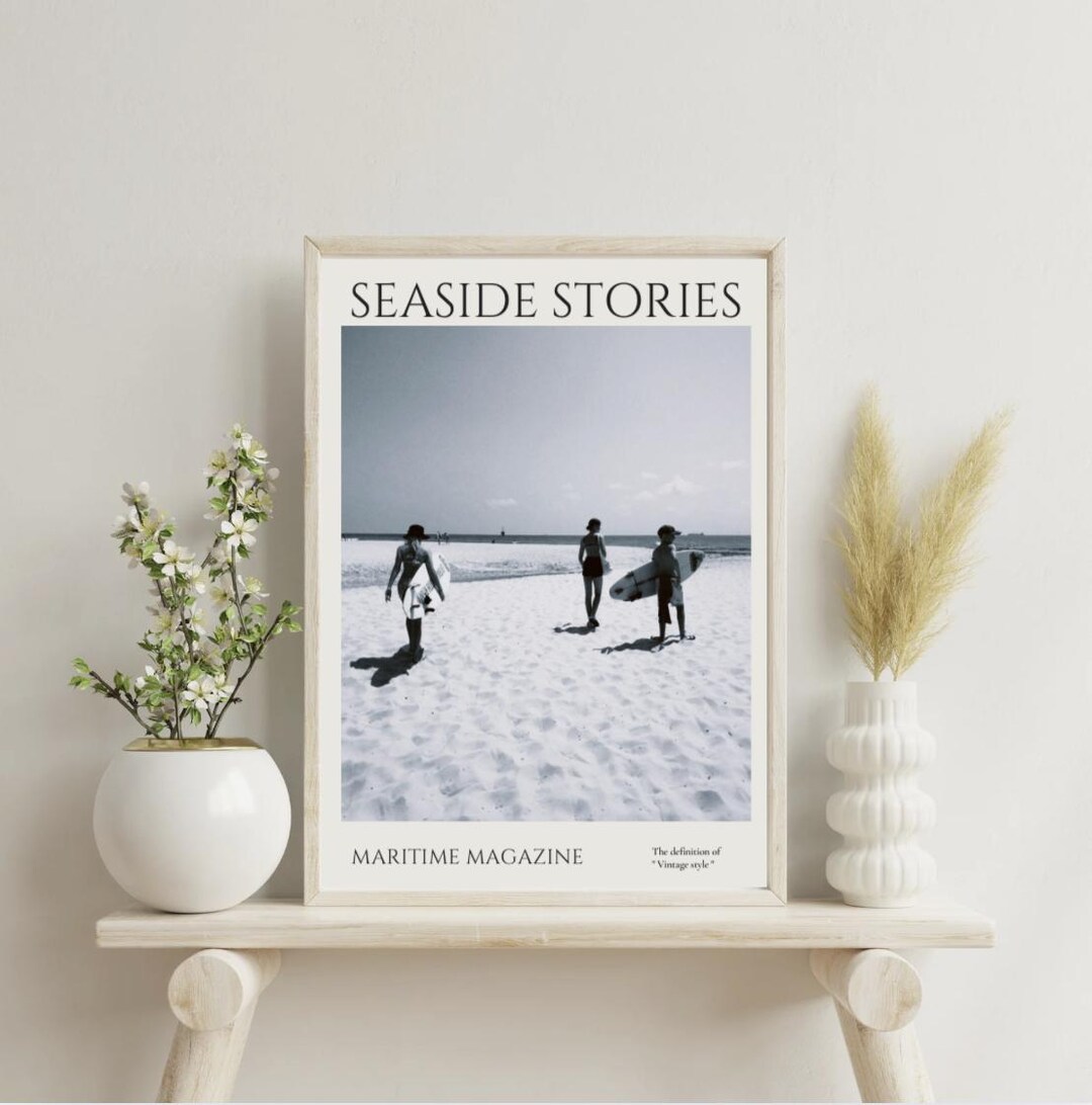 Retro Surfboard Art Print Seaside Maritime Old Fashioned Poster Beach ...