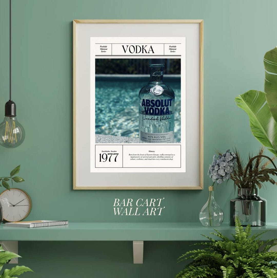 Vodka Art Print | Poolside Glamour Bar Cart Decor | Luxury Retro ...